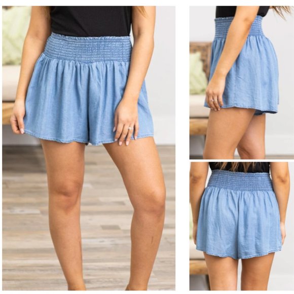 Love Tree | Shorts | Love Tree Tencel Smocked Waist Shorts Szm | Poshmark